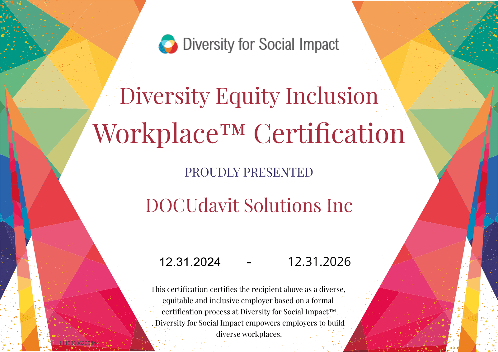 DEI Certification Renewal for 2025 - Docudavit